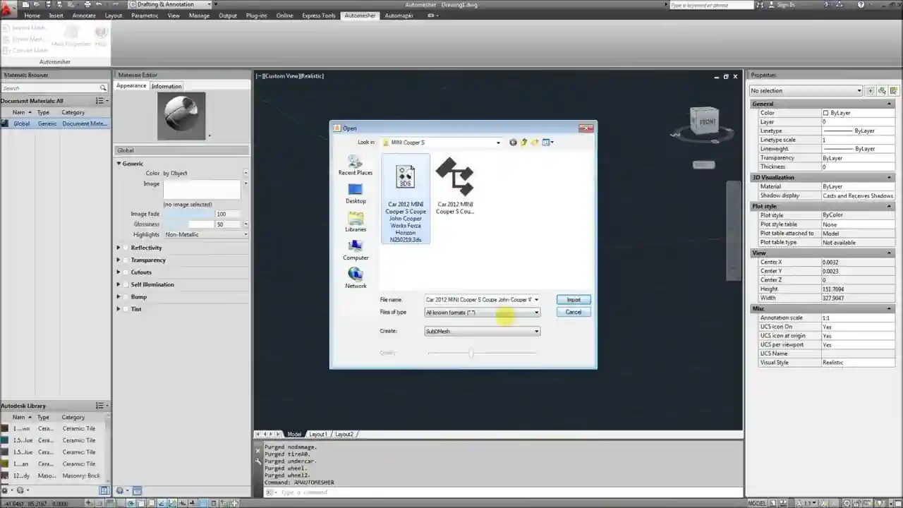 Import 3D Model with Texture Images into AutoCAD
